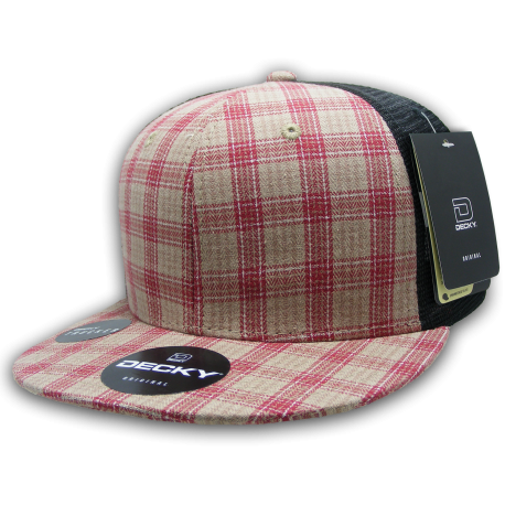 Decky 6016 6 Panel High Profile Structured Plaid Trucker