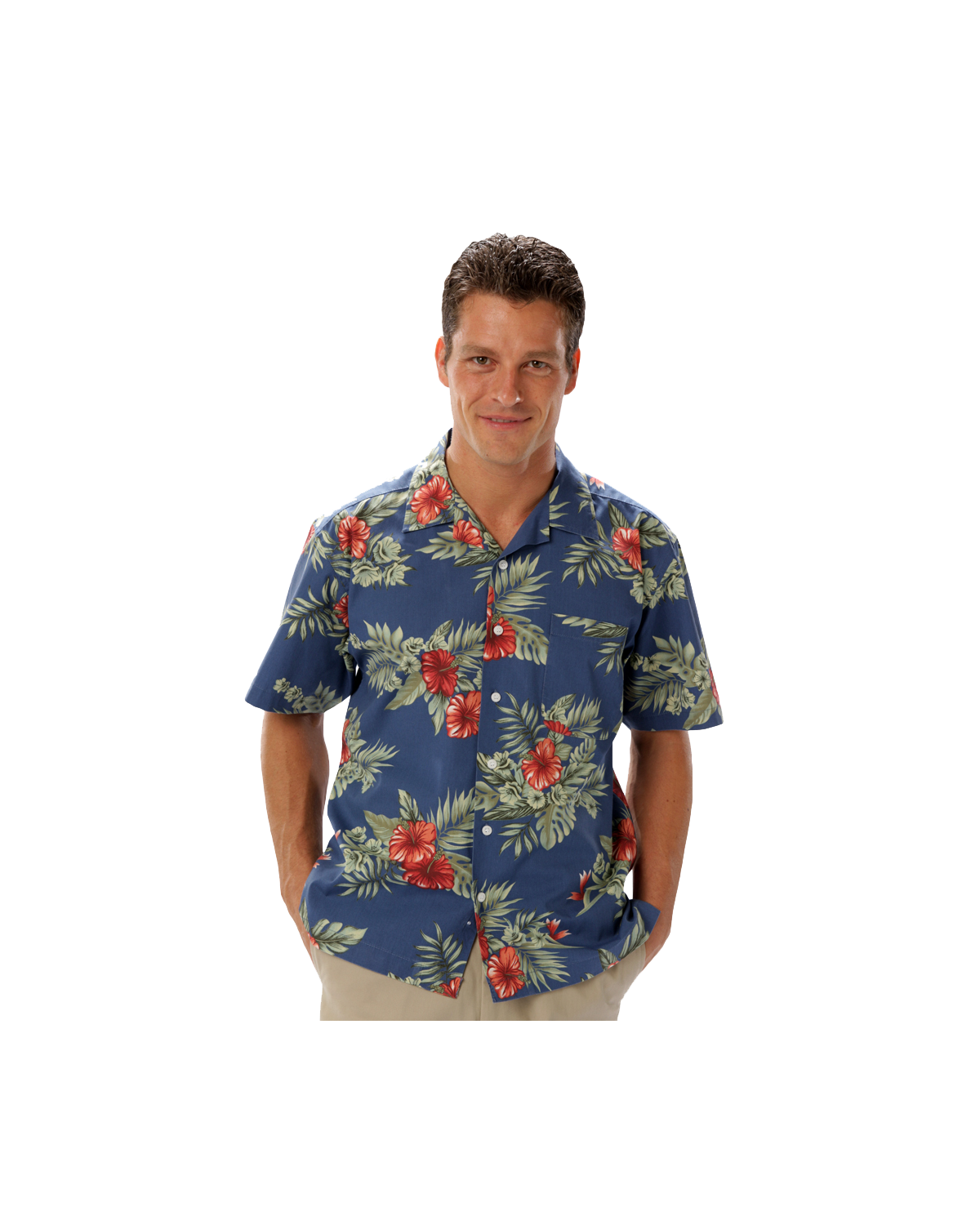 Blue Generation BG3105 Floral Print Camp Shirt