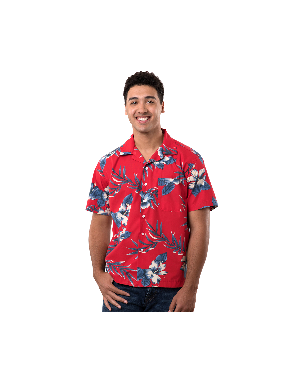 Blue Generation BG3106 Hibiscus Print Camp Shirt