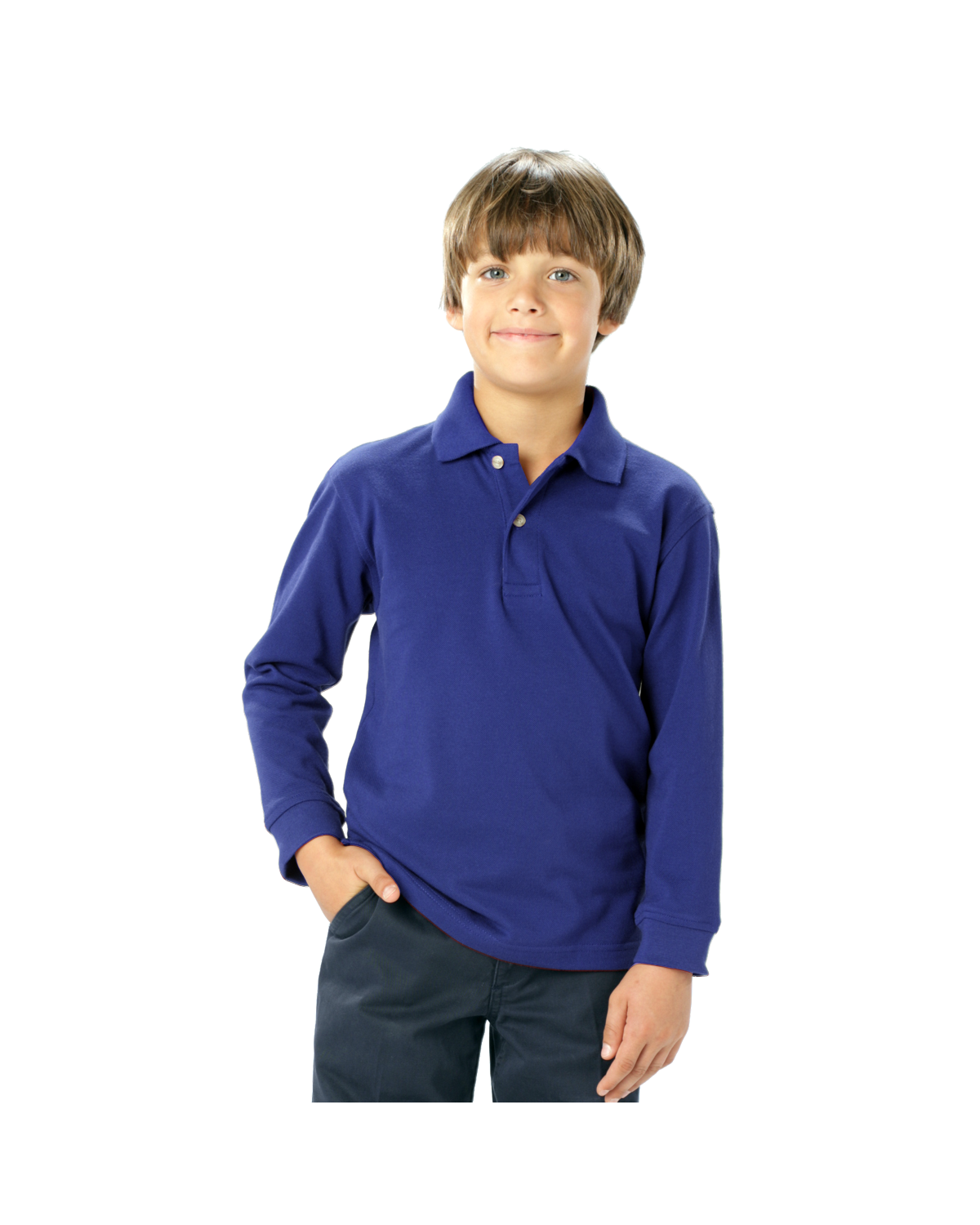 Blue Generation BG5207 Youth Superblend Long Sleeve Pique Polo