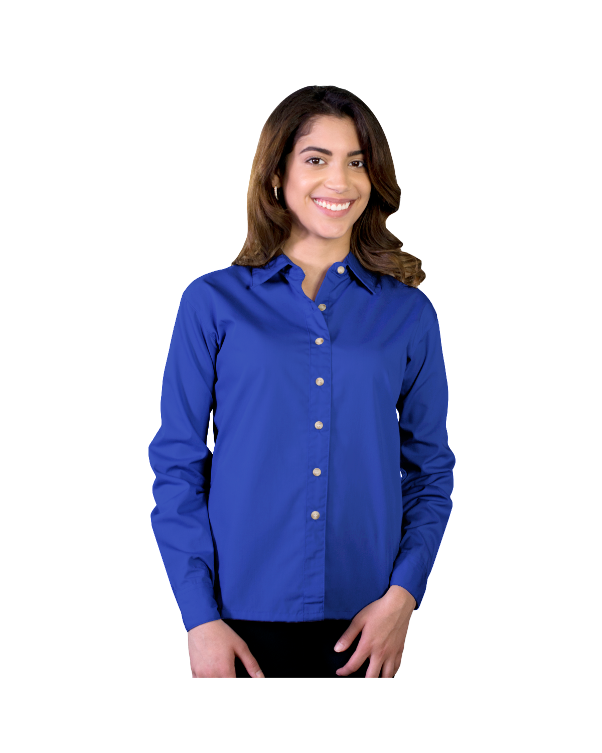 Blue Generation BG6216 Ladies' Long Sleeve Superblend Poplin Shirt with ...