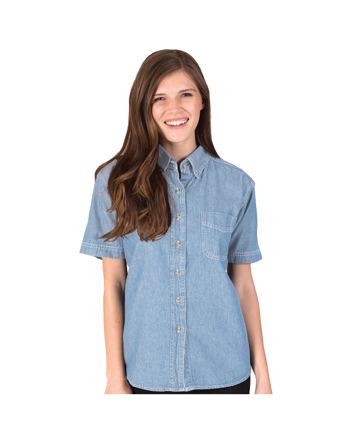 Blue Generation BG8202S Ladies' Short Sleeve 100% Cotton Denim Shirt