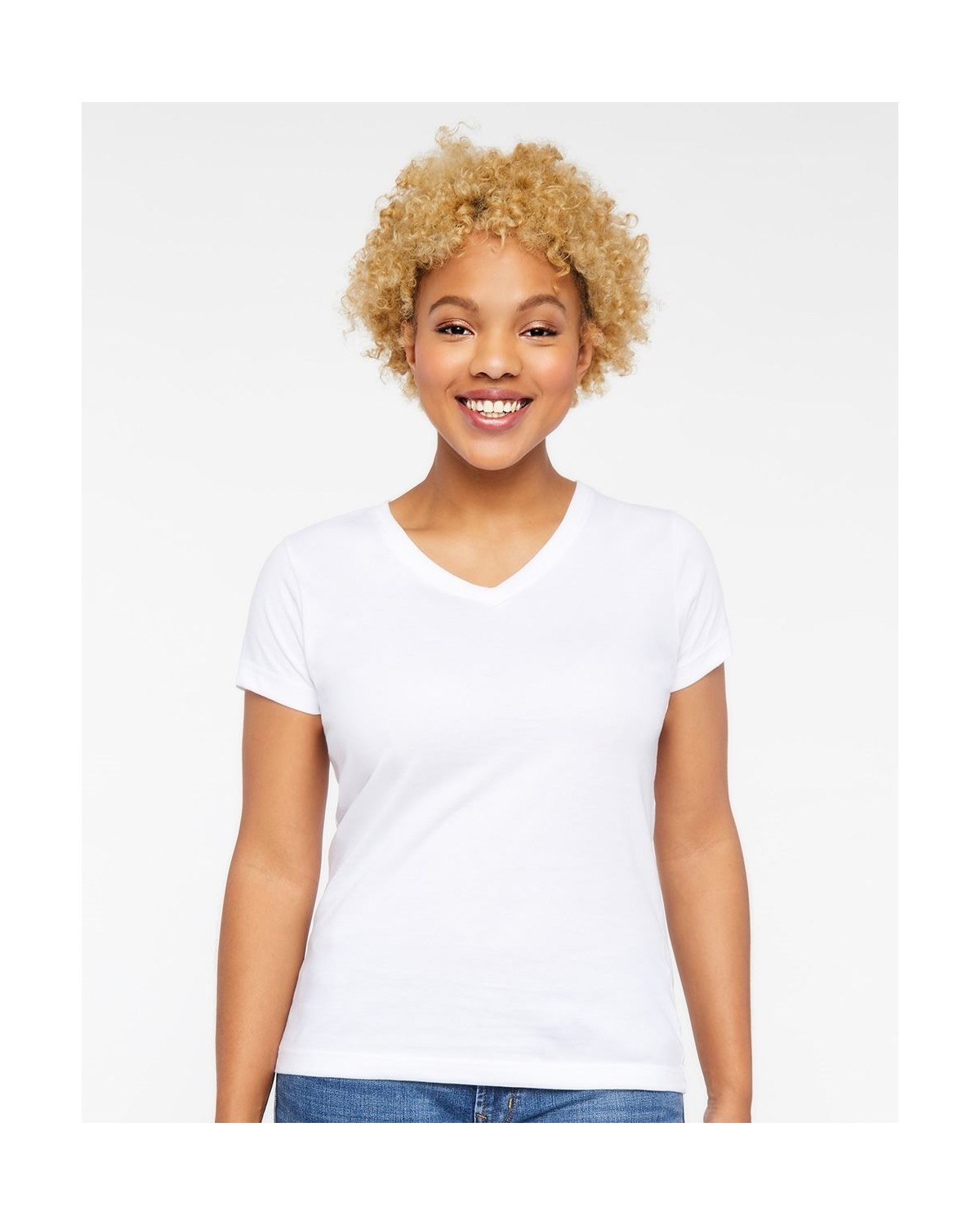 LAT 3507 Women's Fine Jersey V-Neck Tee